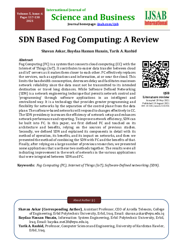 (PDF) SDN Based Fog Computing: A Review