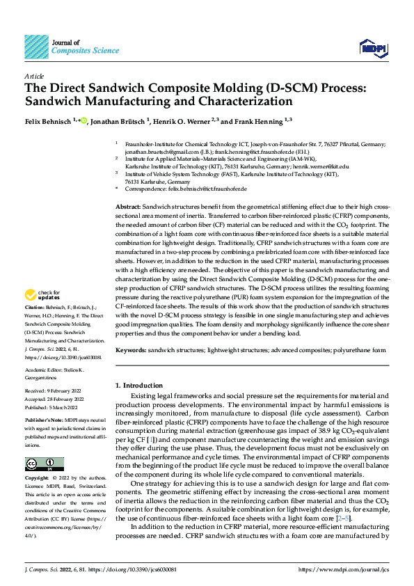 (PDF) The Direct Sandwich Composite Molding (D-SCM) Process: Sandwich ...