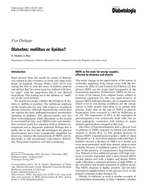 (PDF) Diabetes: mellitus or lipidus?