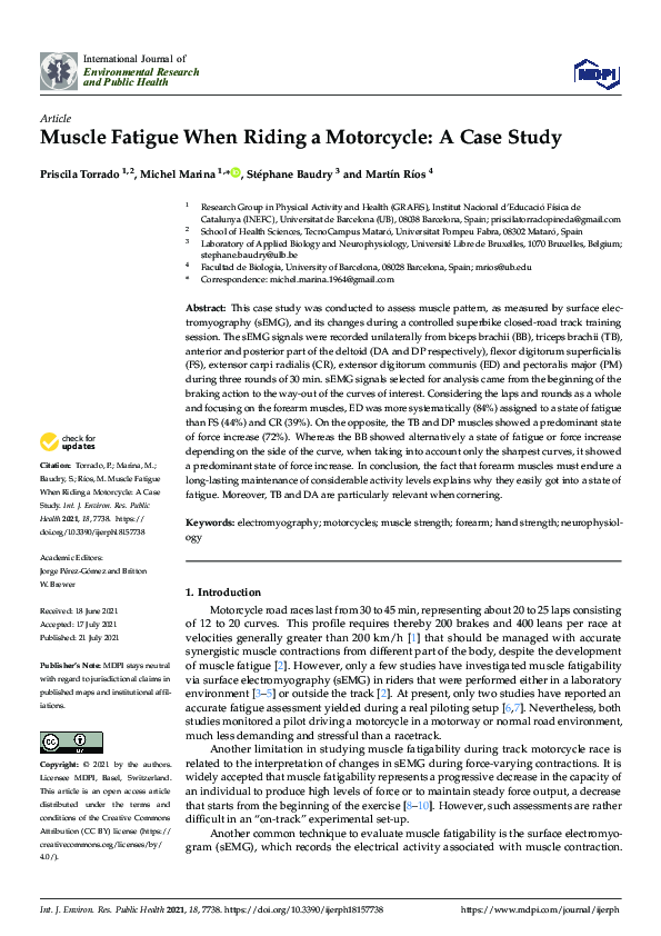 (PDF) Muscle Fatigue When Riding a Motorcycle: A Case Study