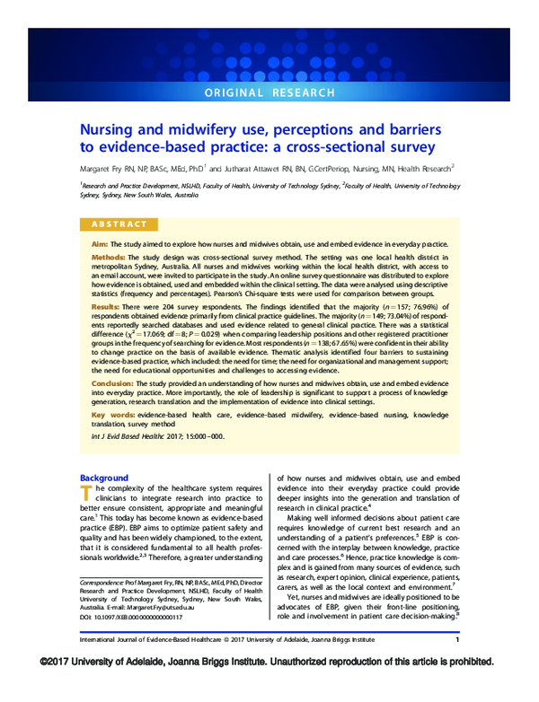 (PDF) Nursing and midwifery use, perceptions and barriers to evidence ...