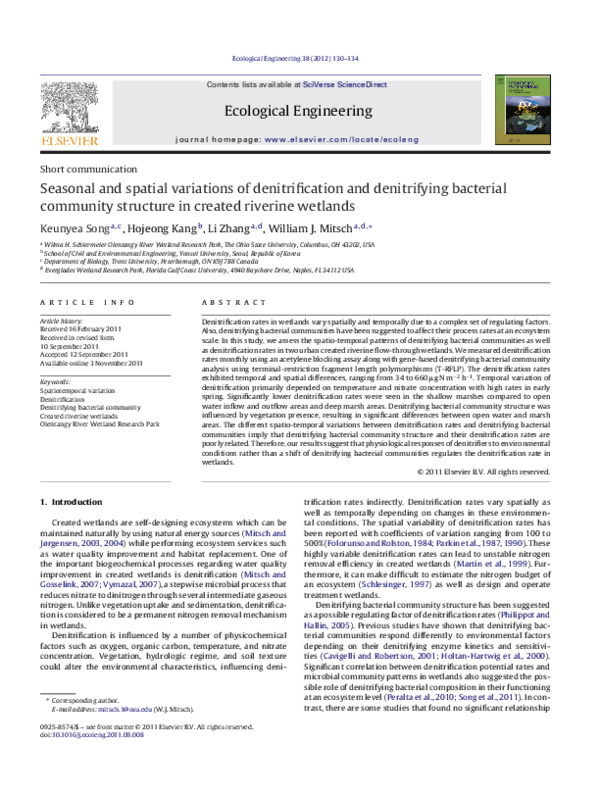 (PDF) Seasonal and spatial variations of denitrification and denitrifying bacterial community ...