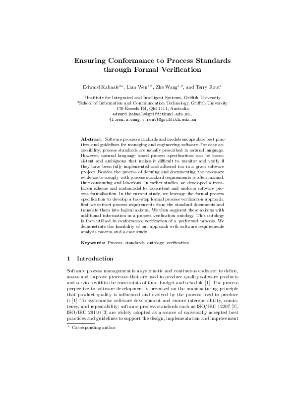 (PDF) Ensuring Conformance to Process Standards Through Formal Verification
