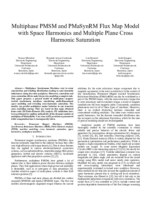 (PDF) Multiphase PMSM and PMaSynRM Flux Map Model with Space Harmonics ...