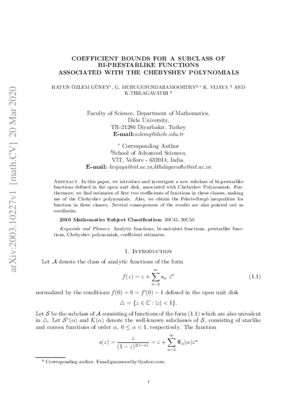 (PDF) Coefficient Bounds for a subclass of bi-prestarlike functions associated with the ...