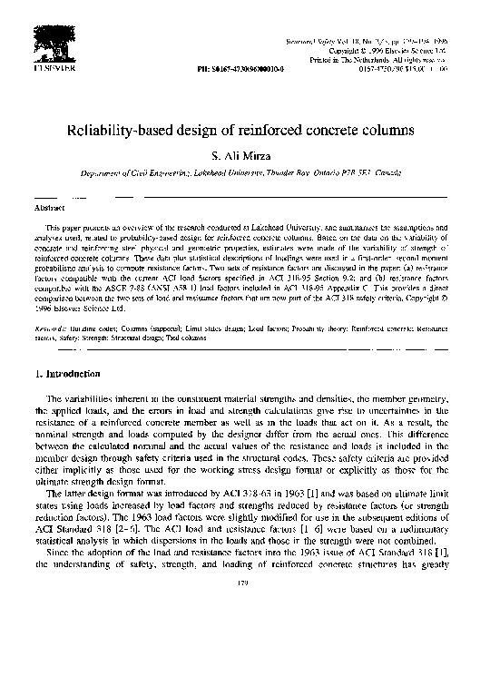 (PDF) Reliability-based design of reinforced concrete columns