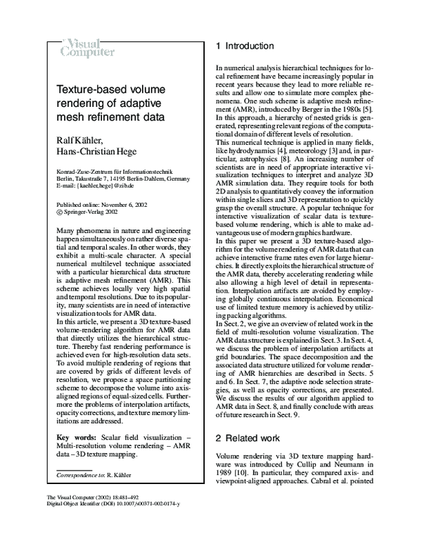 (PDF) Texture-based volume rendering of adaptive mesh refinement data