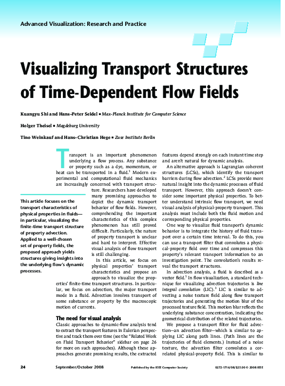 Pdf Visualizing Transport Structures Of Time Dependent Flow Fields Hans Christian Hege