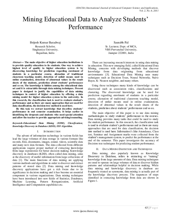 (PDF) Mining Educational Data to Analyze Students Performance