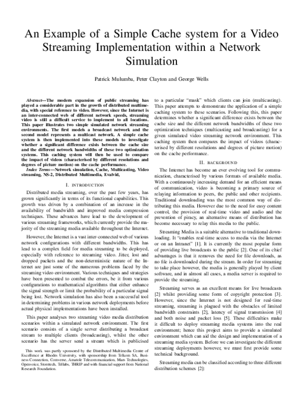 (PDF) An Example of a Simple Cache system for a Video Streaming ...