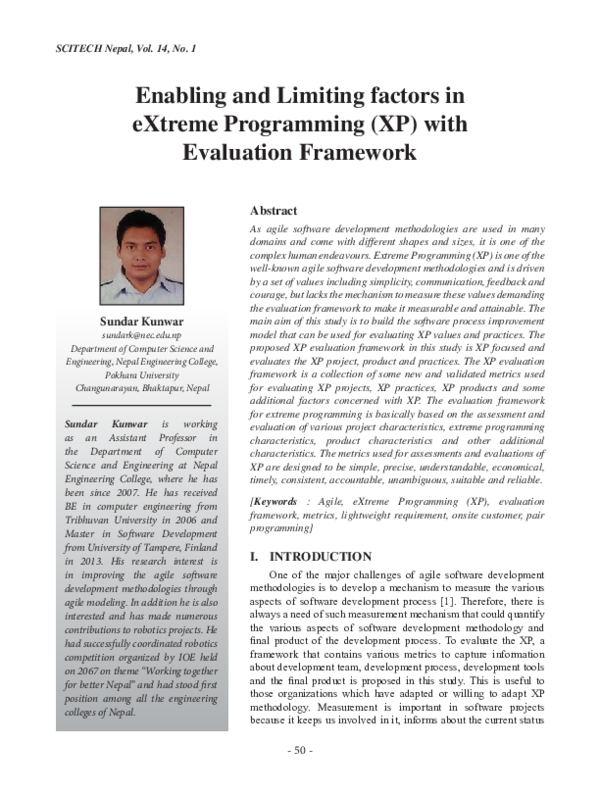 (PDF) Enabling and Limiting factors in eXtreme Programming (XP) with ...