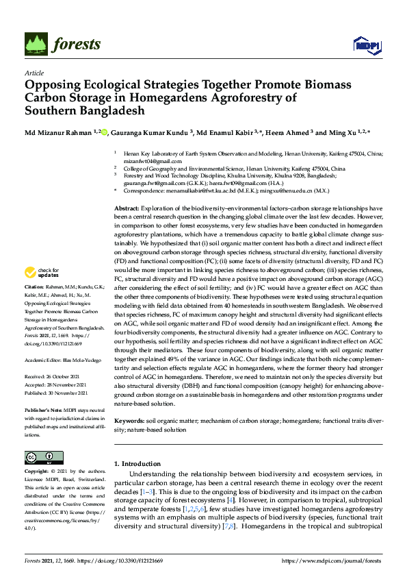 (PDF) Opposing Ecological Strategies Together Promote Biomass Carbon ...