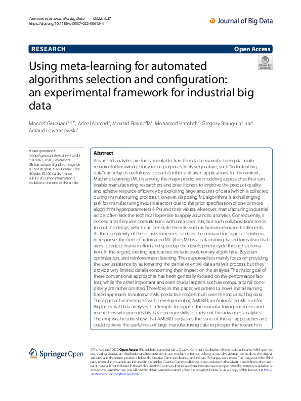 (PDF) Using meta-learning for automated algorithms selection and ...
