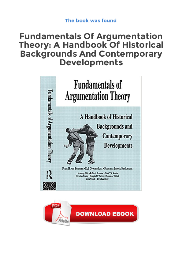 Pdf Fundamentals Of Argumentation Theory