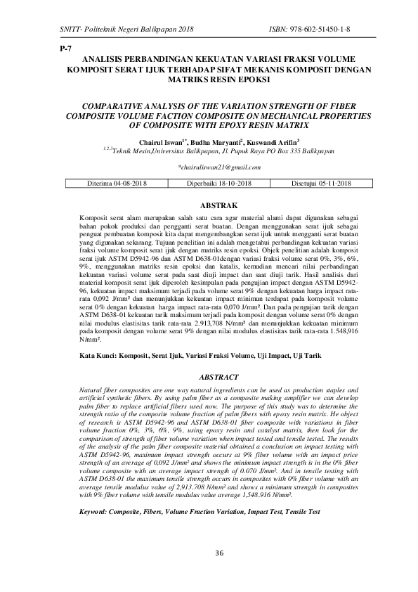 (PDF) Analisis Perbandingan Kekuatan Variasi Fraksi Volume Komposit Serat Ijuk Terhadap Sifat ...