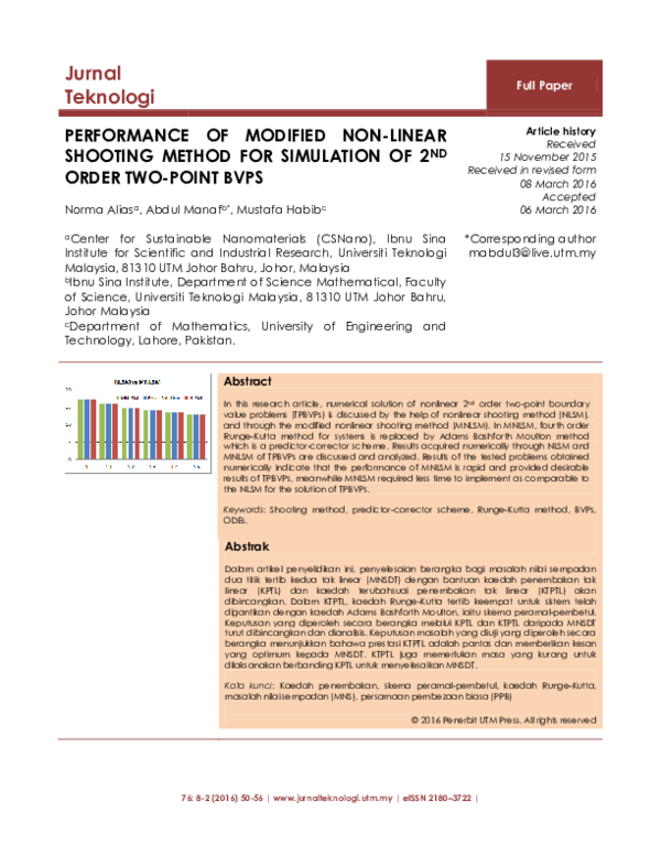 Pdf Performance Of Modified Non Linear Shooting Method For Simulation