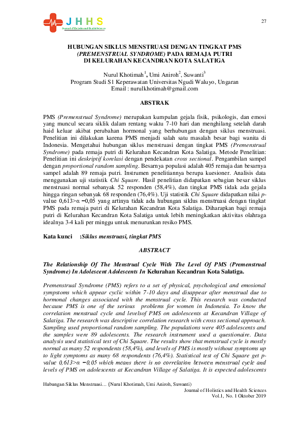 (PDF) Hubungan Siklus Menstruasi Dengan Tingkat PMS (Premenstrual ...