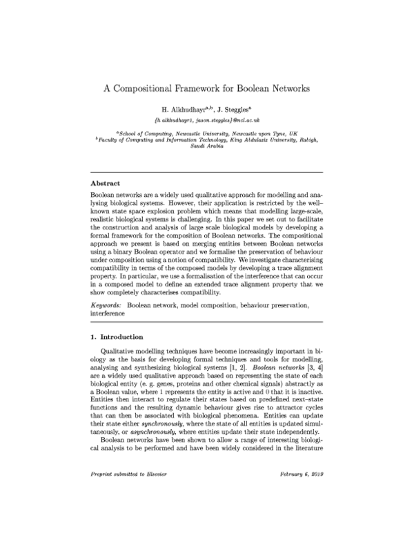 (PDF) A Compositional Framework for Boolean Networks