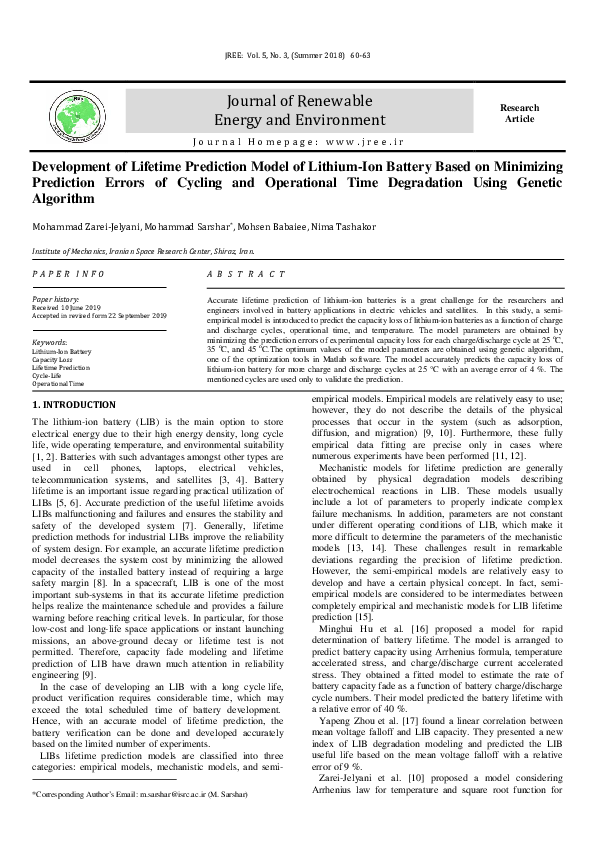 (PDF) Development of Lifetime Prediction Model of Lithium-Ion Battery ...