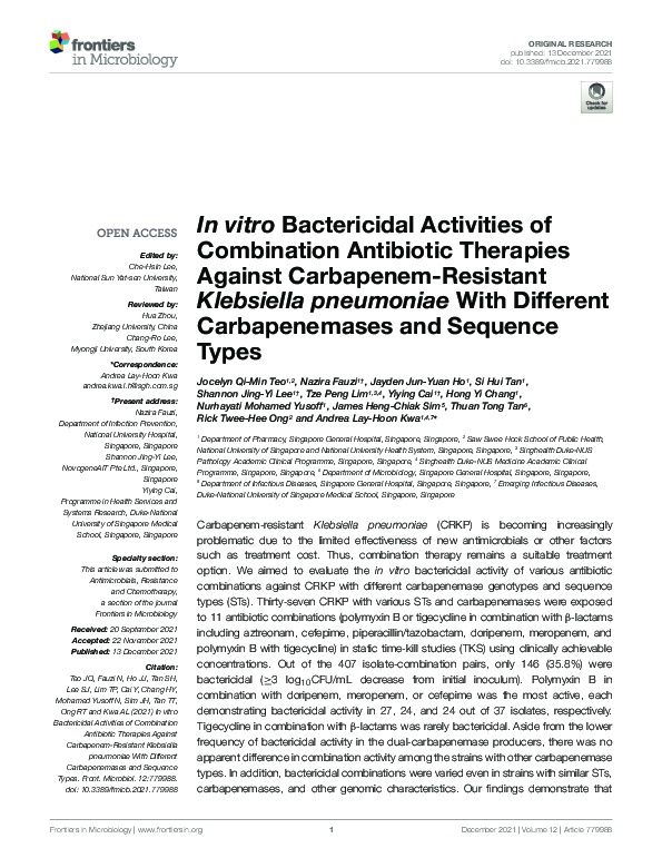 (PDF) In vitro Bactericidal Activities of Combination Antibiotic ...