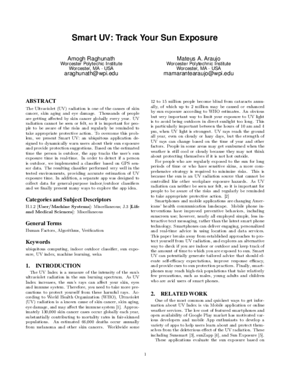 (PDF) Smart UV : Track Your Sun Exposure