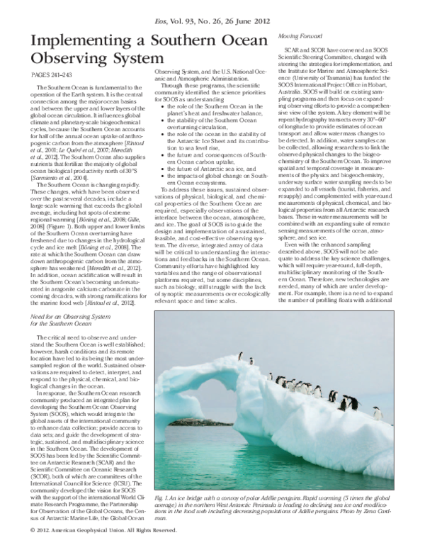 (PDF) Implementing a Southern Ocean Observing System