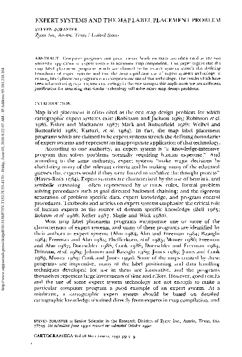(PDF) Expert Systems And The Map Label Placement Problem