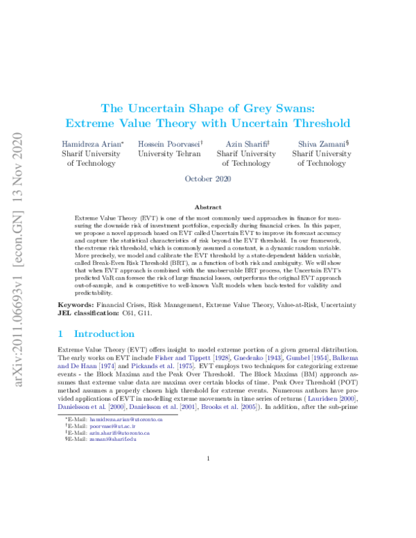 (PDF) The Uncertain Shape of Grey Swans: Extreme Value Theory with ...