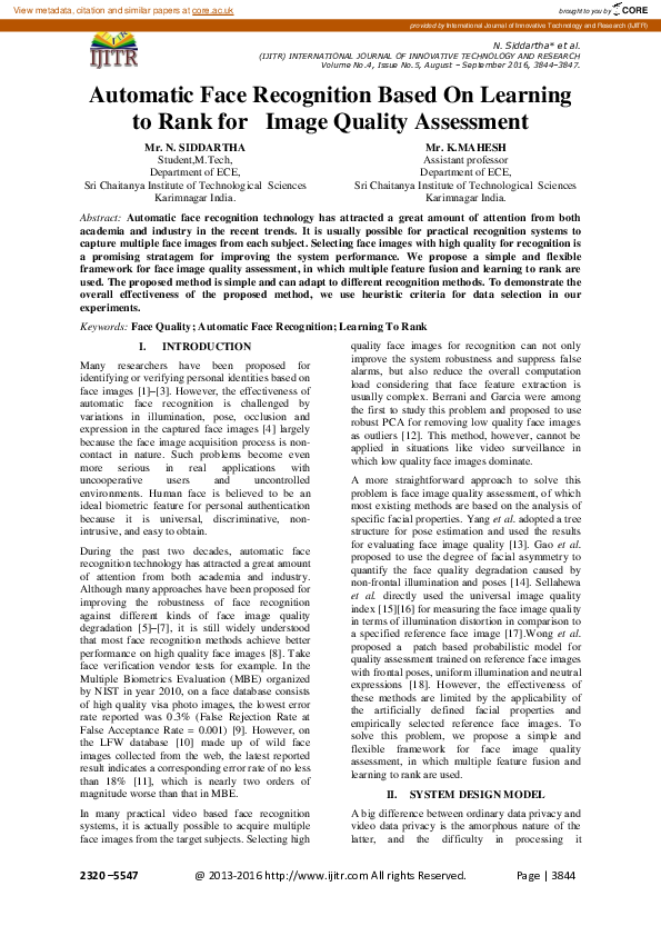 (PDF) Automatic Face Recognition Based on Learning to Rank for Image ...