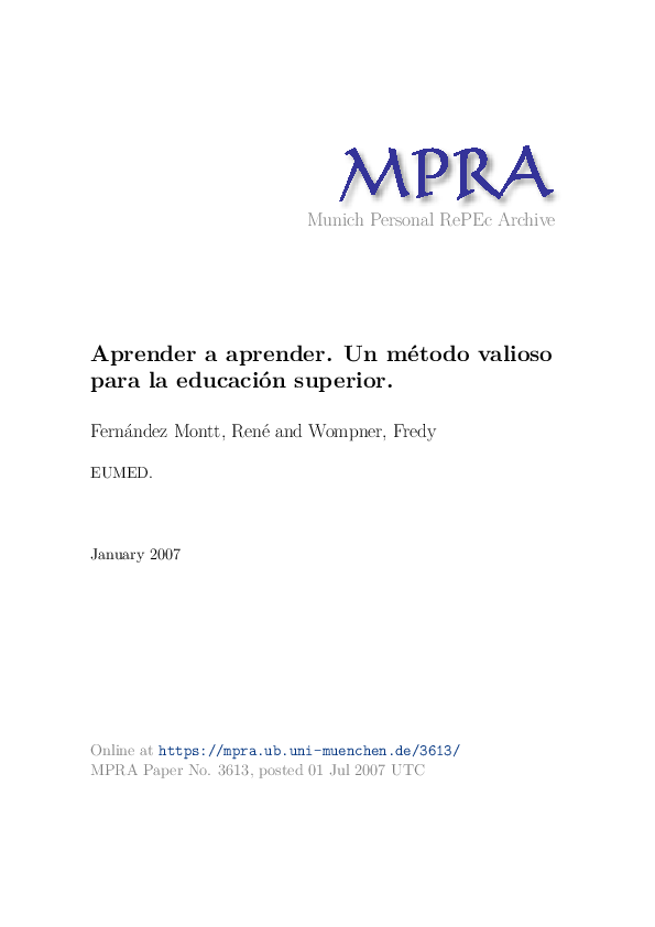 (PDF) Aprender a aprender