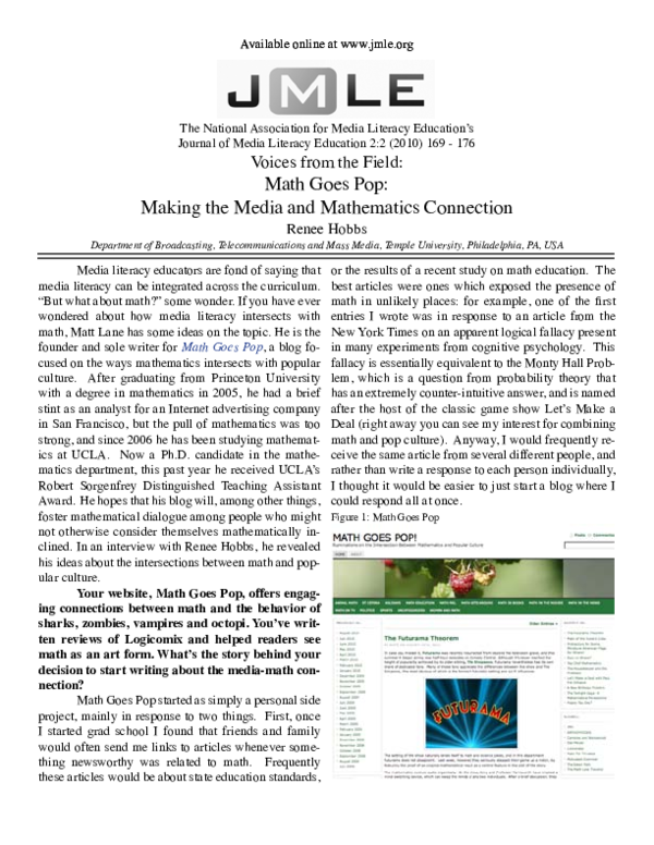 (PDF) Math Goes Pop: Making the Media and Mathematics Connection