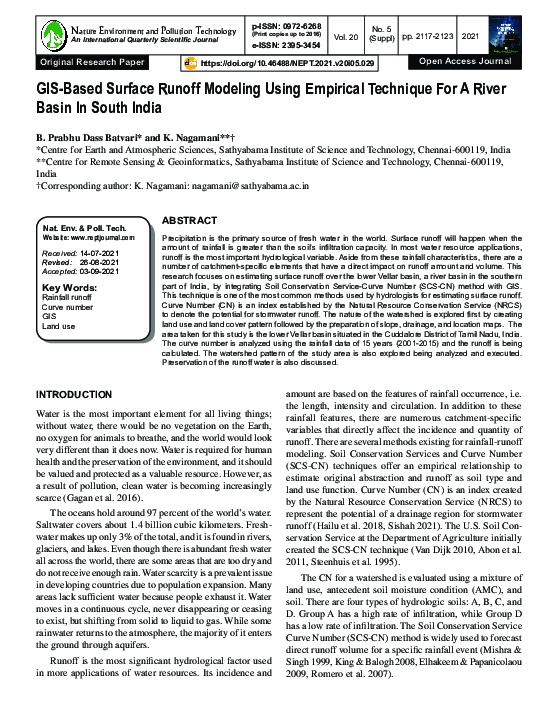 Pdf Gis Based Surface Runoff Modeling Using Empirical Technique For A