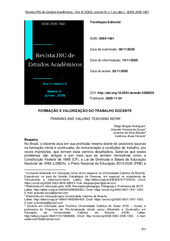(PDF) Formação e Valorização Do Trabalho Docente