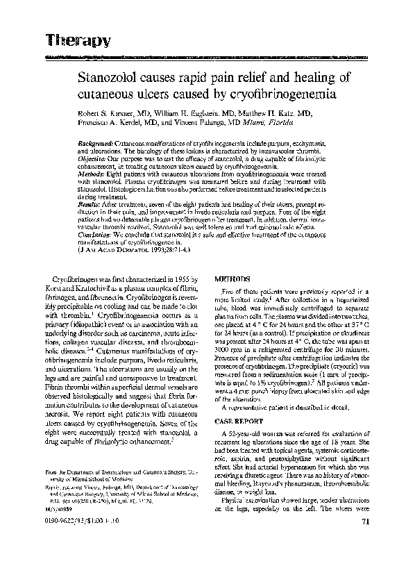 (PDF) Stanozolol causes rapid pain relief and healing of cutaneous ...