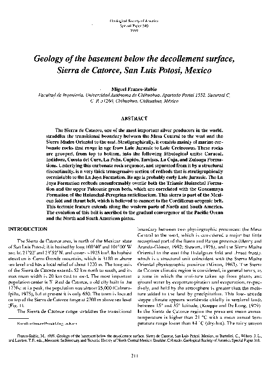 (PDF) Geology of the basement below the decollement surface, Sierra de ...
