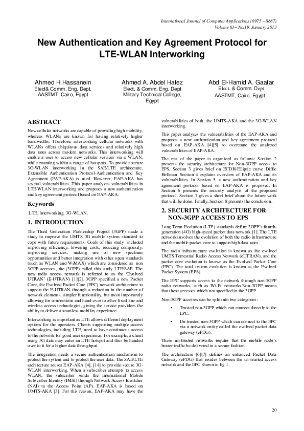(PDF) New Authentication and Key Agreement Protocol for LTE-WLAN ...
