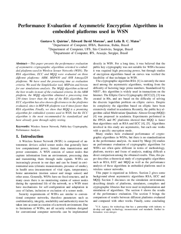 (PDF) Performance Evaluation of Asymmetric Encryption Algorithms in ...