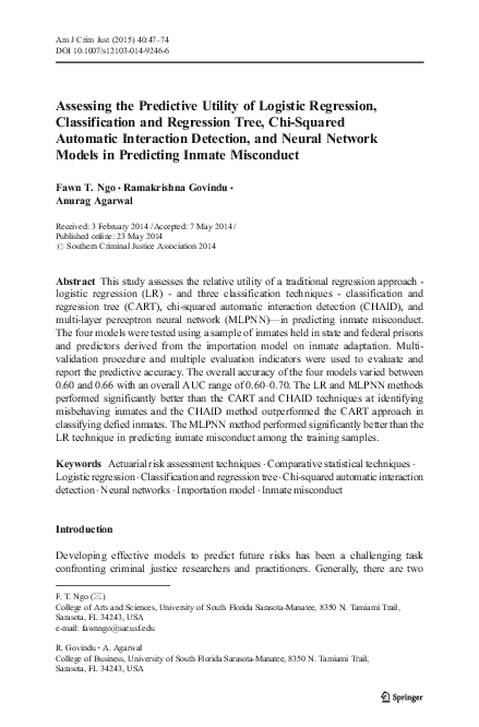 (PDF) Assessing the Predictive Utility of Logistic Regression, Classification and Regression ...