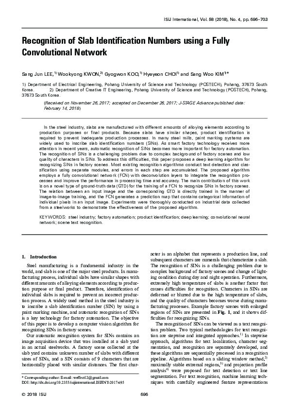 (PDF) Recognition of Slab Identification Numbers using a Fully ...