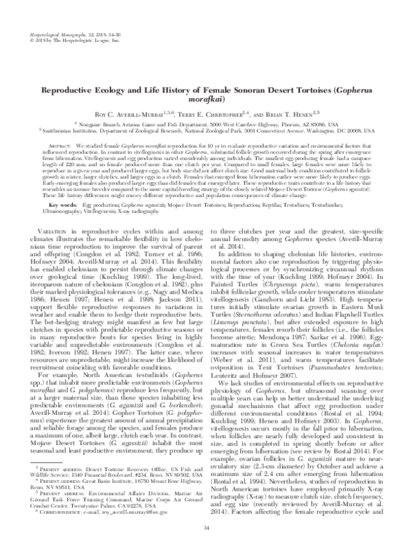 (PDF) Reproductive Ecology and Life History of Female Sonoran Desert ...