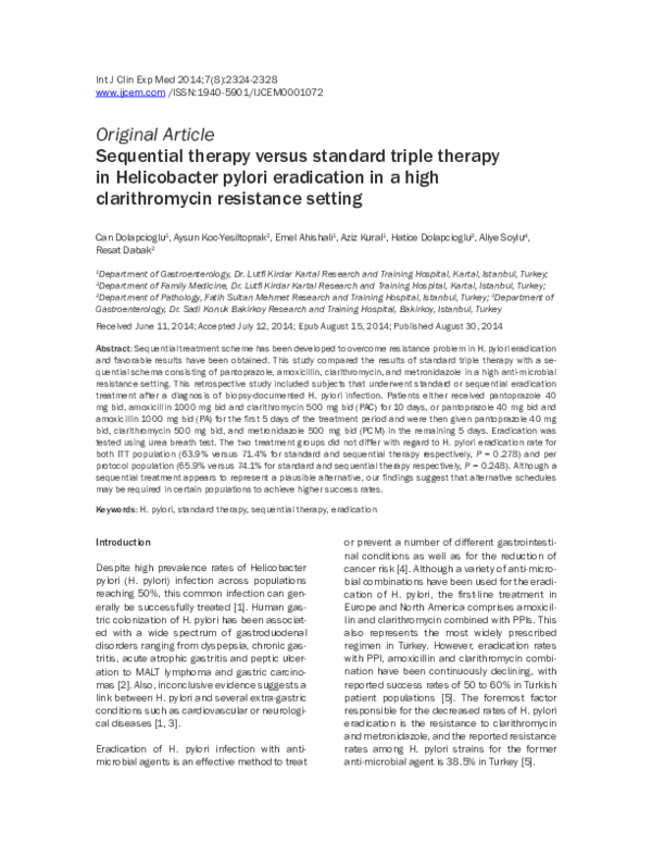 (PDF) Sequential therapy versus standard triple therapy in Helicobacter ...