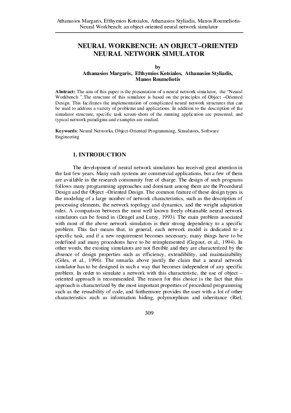 (PDF) NEURAL NETWORK SIMULATOR by