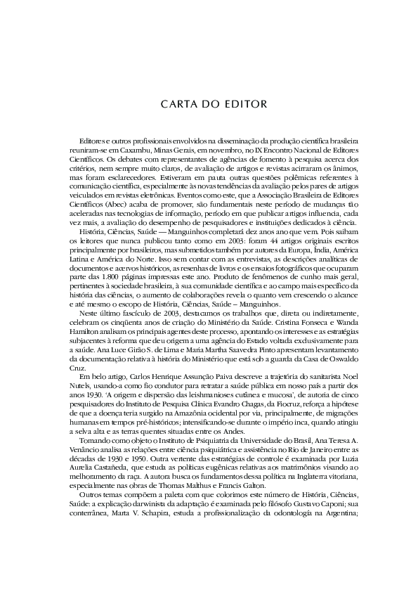 (PDF) Carta do Editor