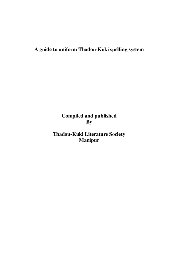 (PDF) A guide to uniform Thadou-Kuki spelling system