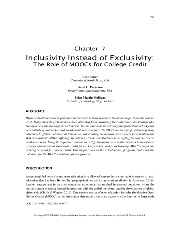 (PDF) Inclusivity Instead of Exclusivity