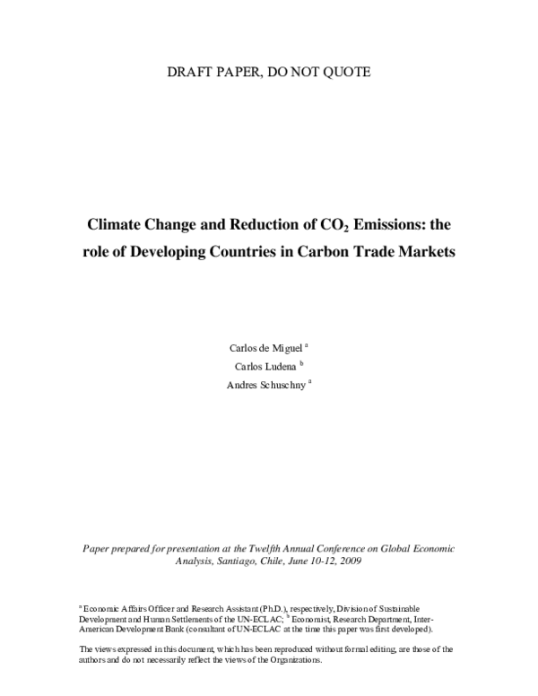 (PDF) DRAFT PAPER, DO NOT QUOTE Climate Change and Reduction of CO2 ...