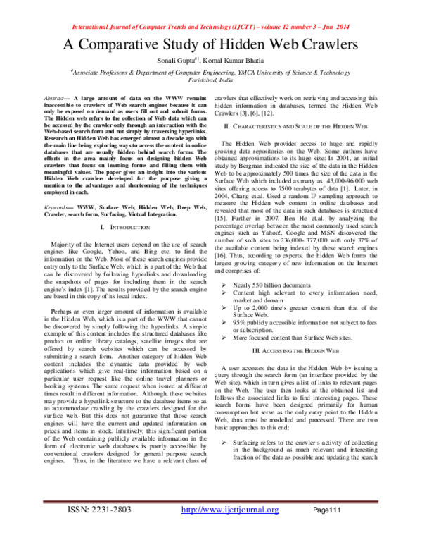(PDF) A Comparative Study of Hidden Web Crawlers | Sonali Gupta - Academia.edu