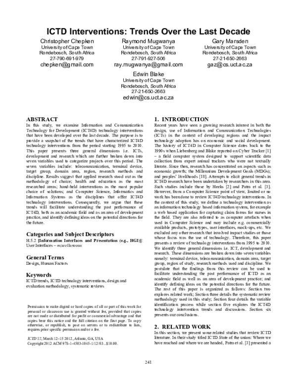 (PDF) ICTD interventions