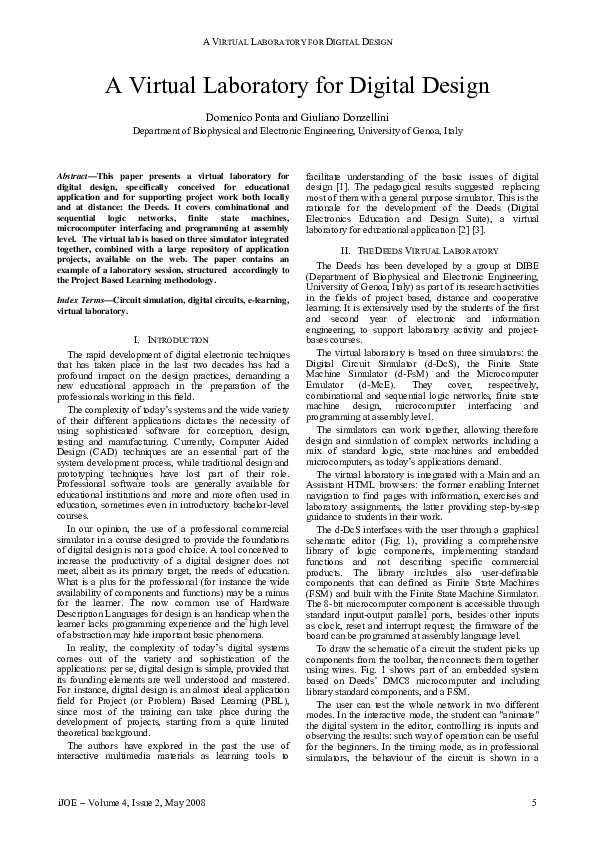 (PDF) A Virtual Laboratory for Digital Design