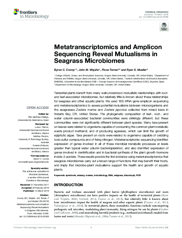 (PDF) Metatranscriptomics and Amplicon Sequencing Reveal Mutualisms in ...